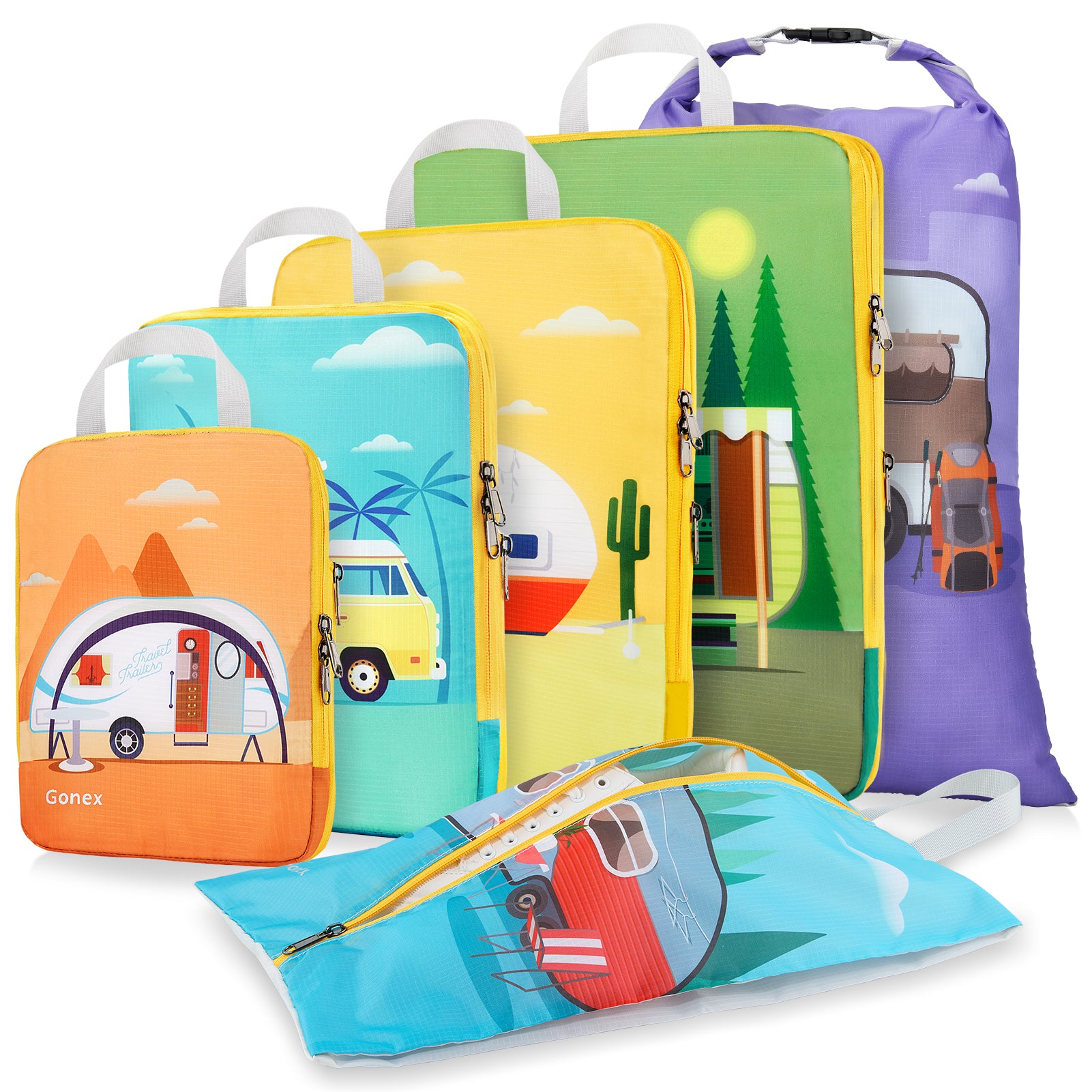 Gonex Compression Packing Cubes for Luggage, Expandable Travel Organiz