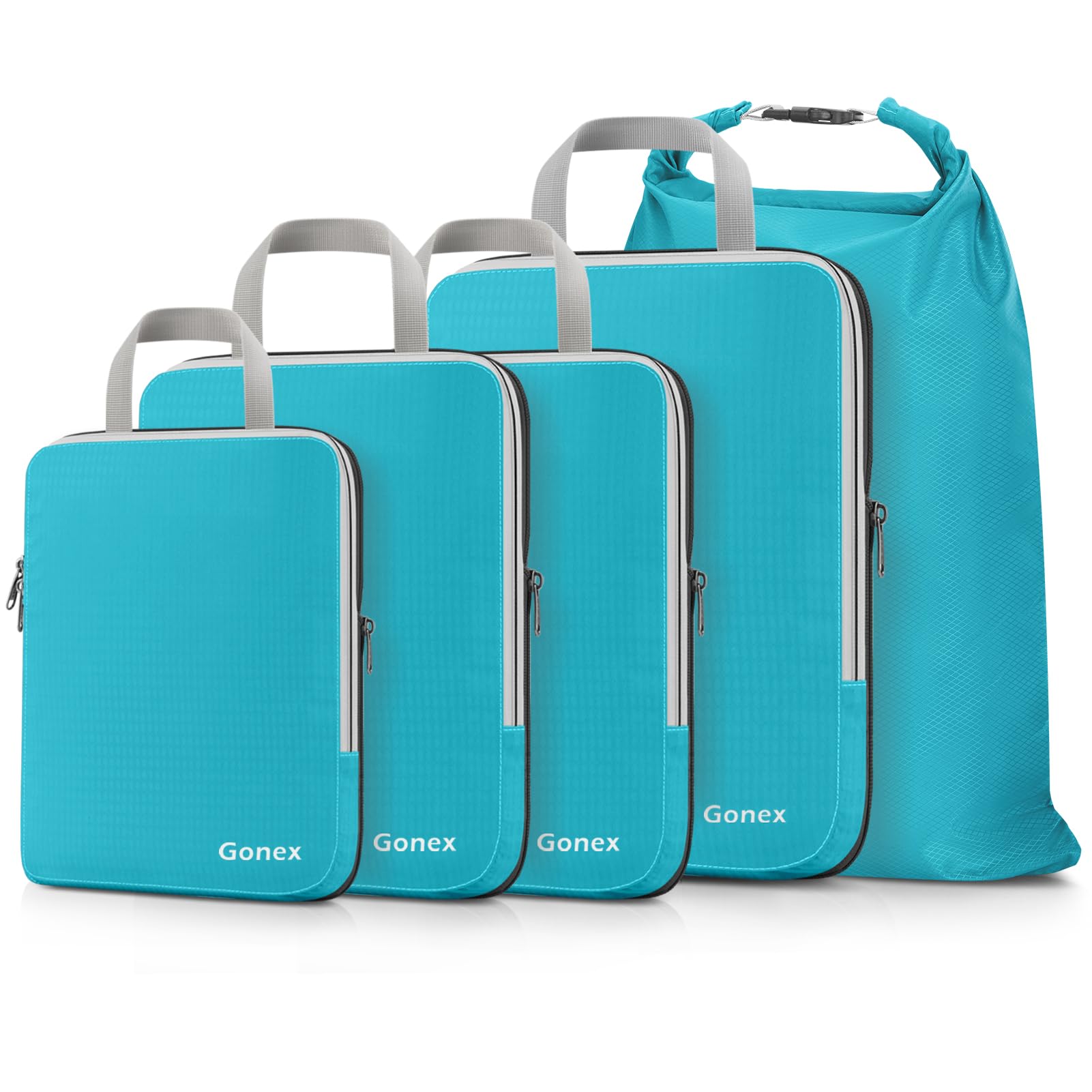 Gonex 5 Set Compression Packing Cubes, Expandable Travel Luggage Organ